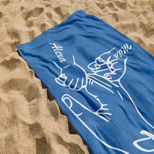 Father's Day Custom Beach Towel, Hold Hand, Name Daddy Towel, DAD ...