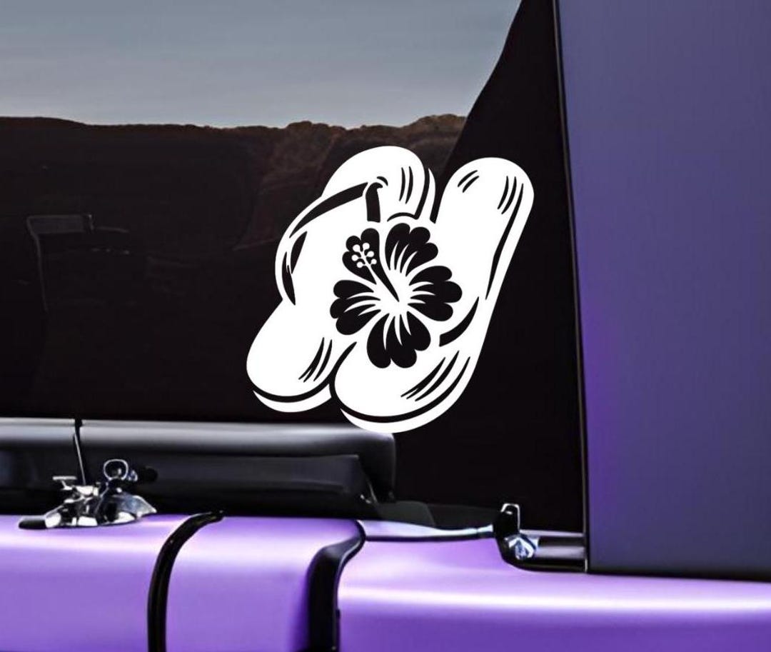 Decal - Tropical Flip Flops Decal – Beachy Vinyl Sticker for Car ...