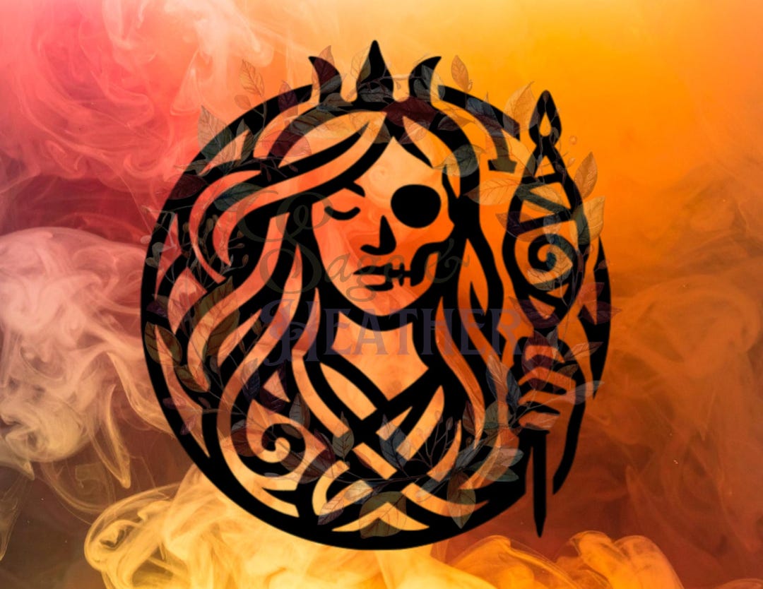 Hel Norse Goddess Vinyl Decal: Mythic Line Art Sticker - Etsy