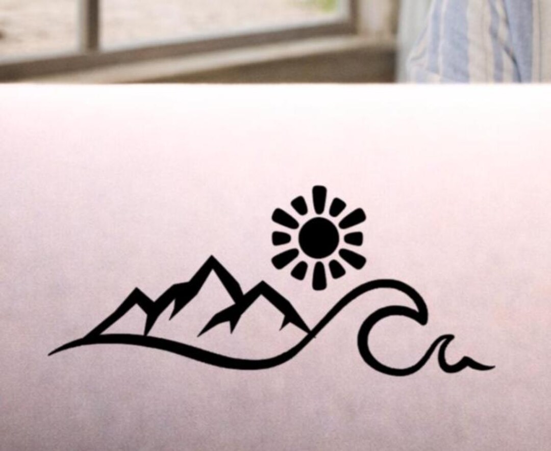 Nature Vinyl Decal: Sun, Mountains, Ocean Waves - Waterproof - Etsy