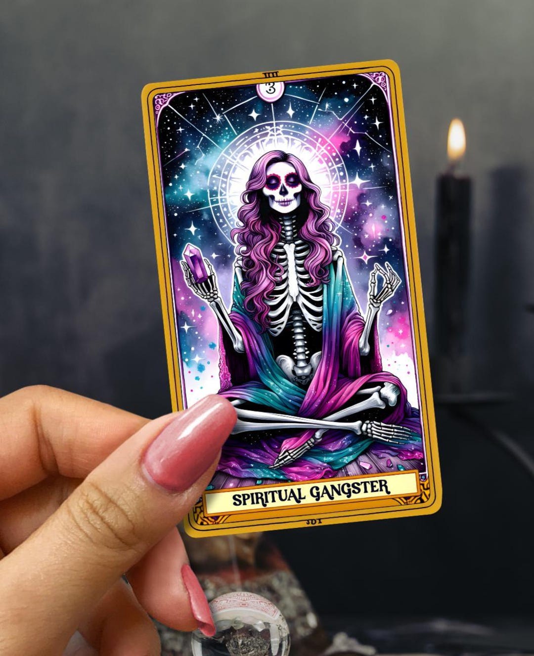 Spiritual Gangster Skeleton Sticker: Cosmic Witchy Vinyl Decal - Etsy