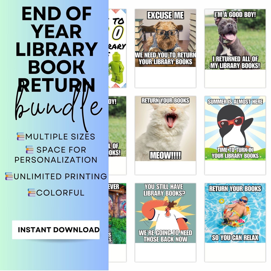 Return Library Book Memes Printable – Digital Download – Reusable ...