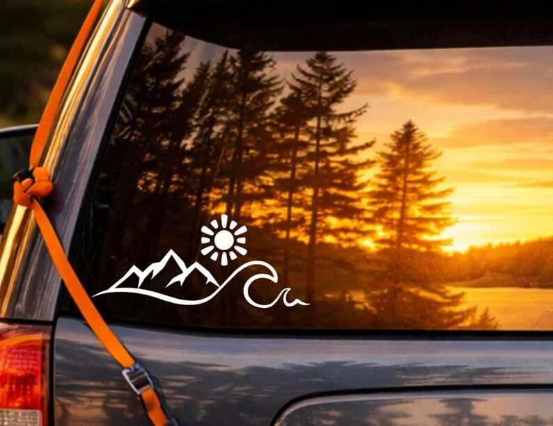 Nature Vinyl Decal: Sun, Mountains, Ocean Waves - Waterproof - Etsy