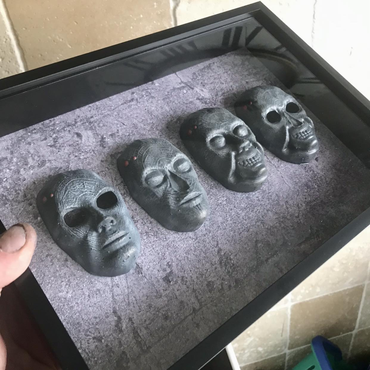 Resident Evil 1 Death Masks Handmade and Crafted A4 Shadow Box Mounted ...