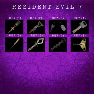 Resident Evil Keys Pick a Key Handmade Mounted in 4x4 High Quality ...