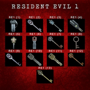 Resident Evil Keys Pick a Key Handmade Mounted in 4x4 High Quality ...
