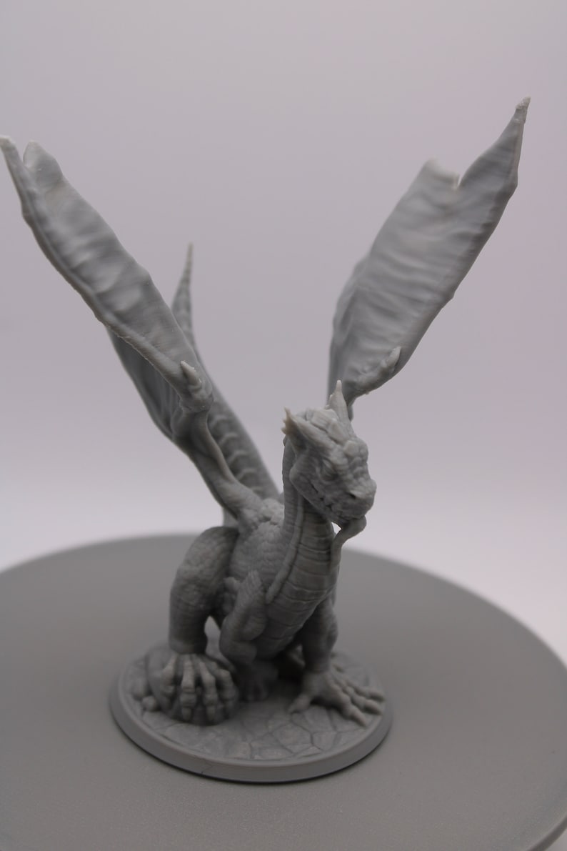 Winged Fire Drake, Dragon Miniature, 50/28mm Scale, Dungeon and Dragons ...