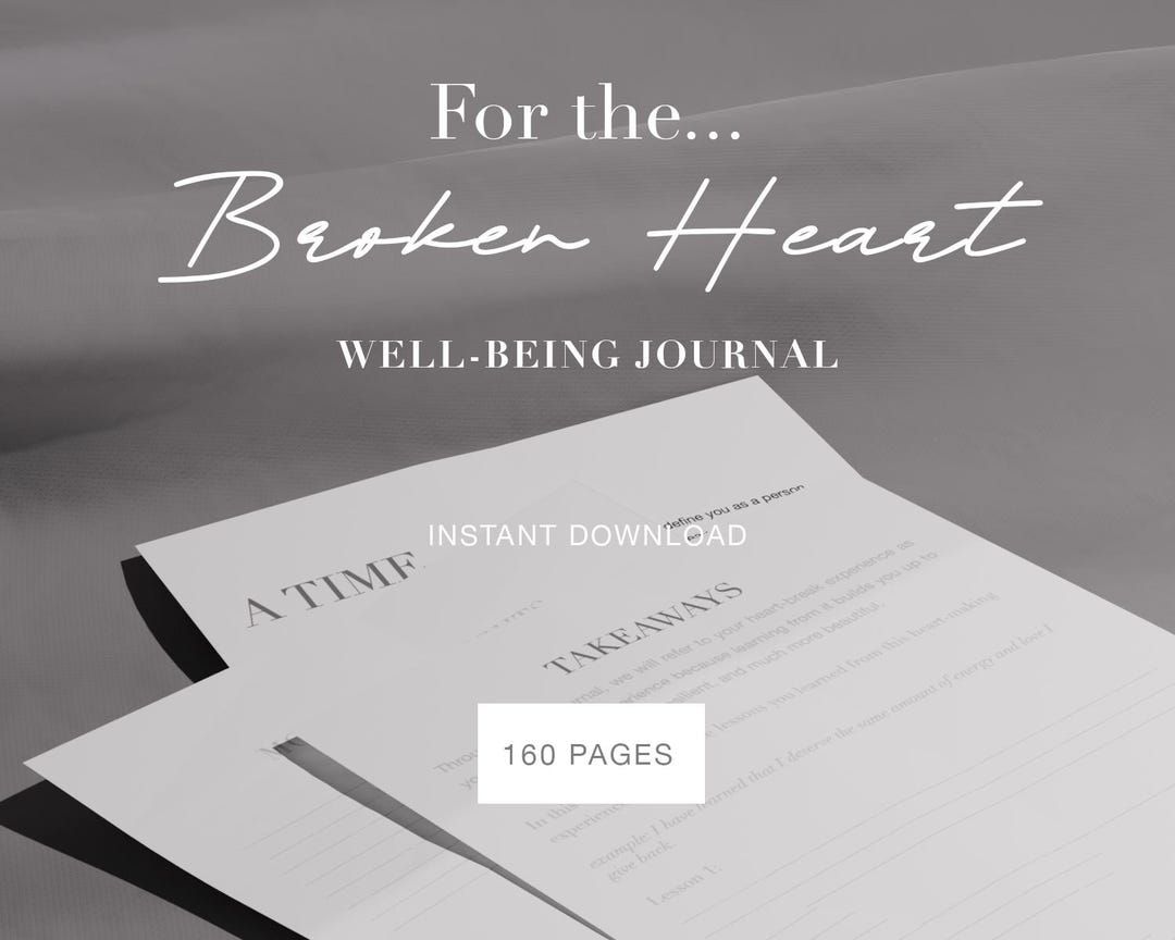 Heartbreak Journal for Self Love and Emotional Well-being, Prompted ...