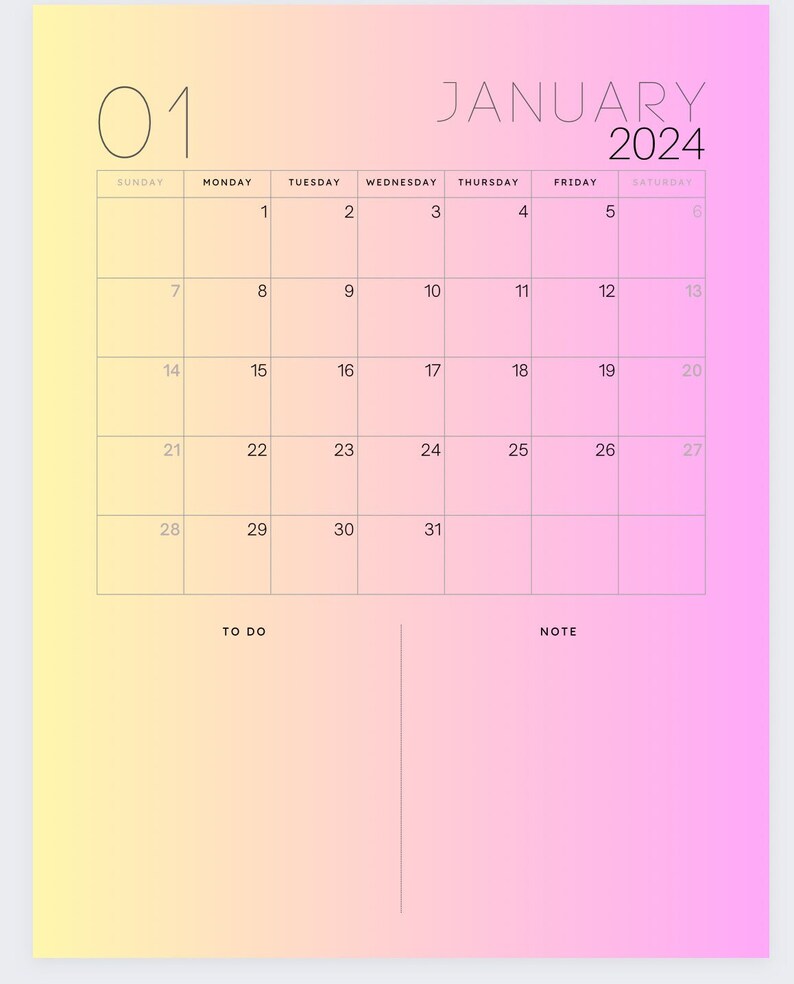 Yearly Calendar - Etsy