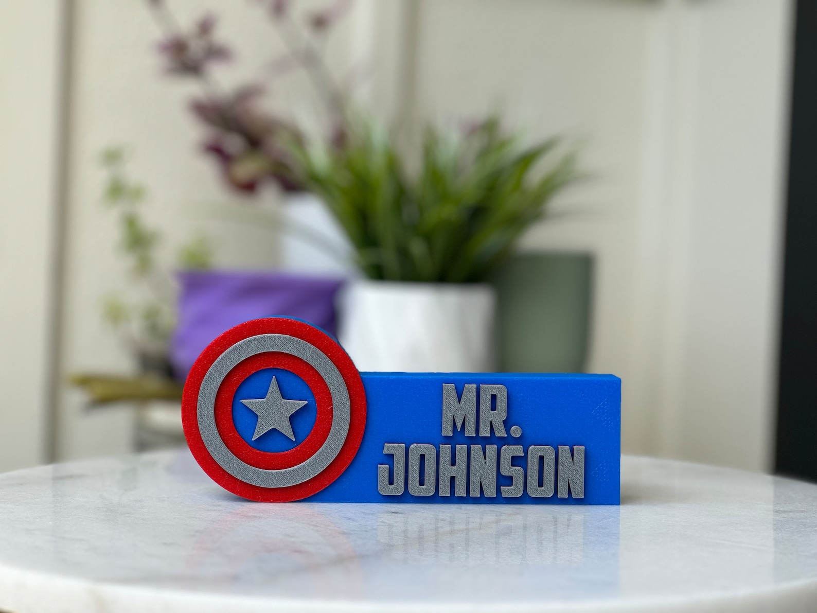 America Comic Book Superhero Sign Teacher Desk Name Plate Classroom ...