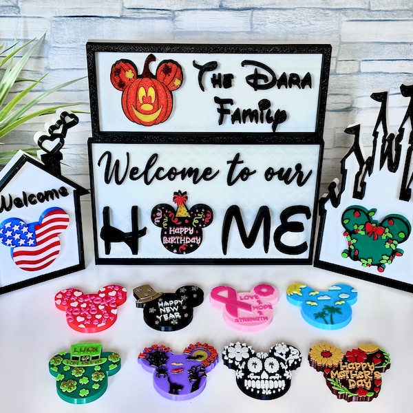 Mickey Ears Interchangeable Welcome Sign - Etsy