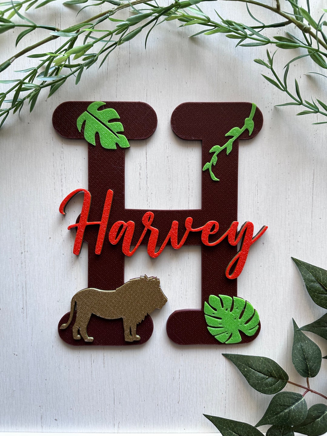 Personalized Jungle Name Sign.bedroom Door Sign.toy Box Name.kids Name ...