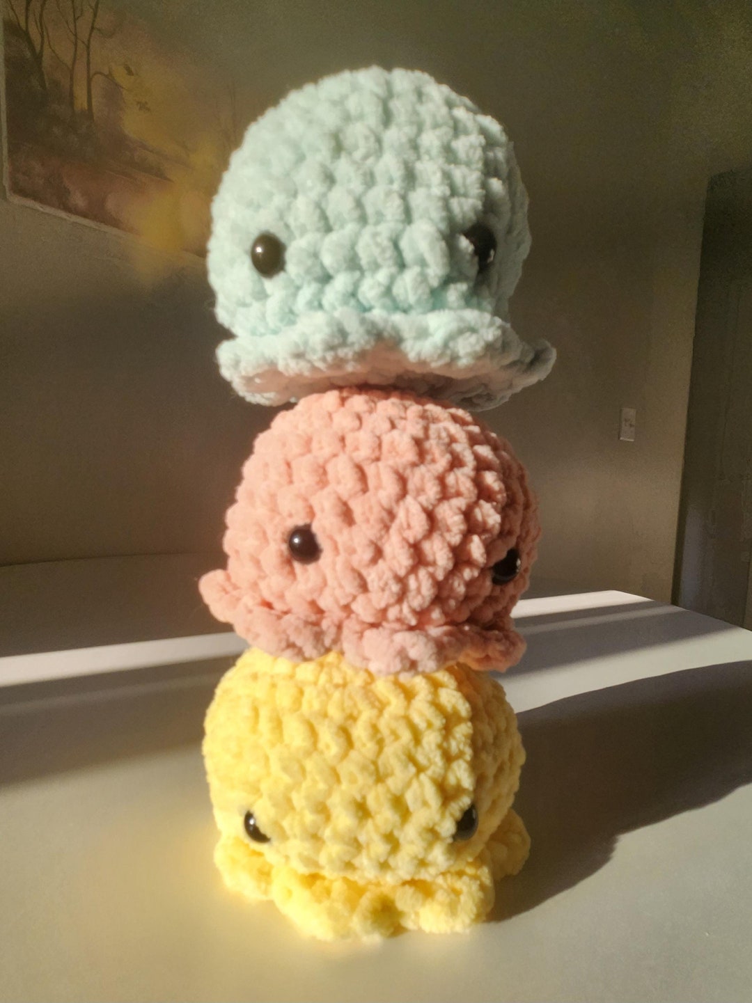 Crochet Octo Plushie, Handmade Amigurumi Mini Octopus Plush, Cute Ocean ...