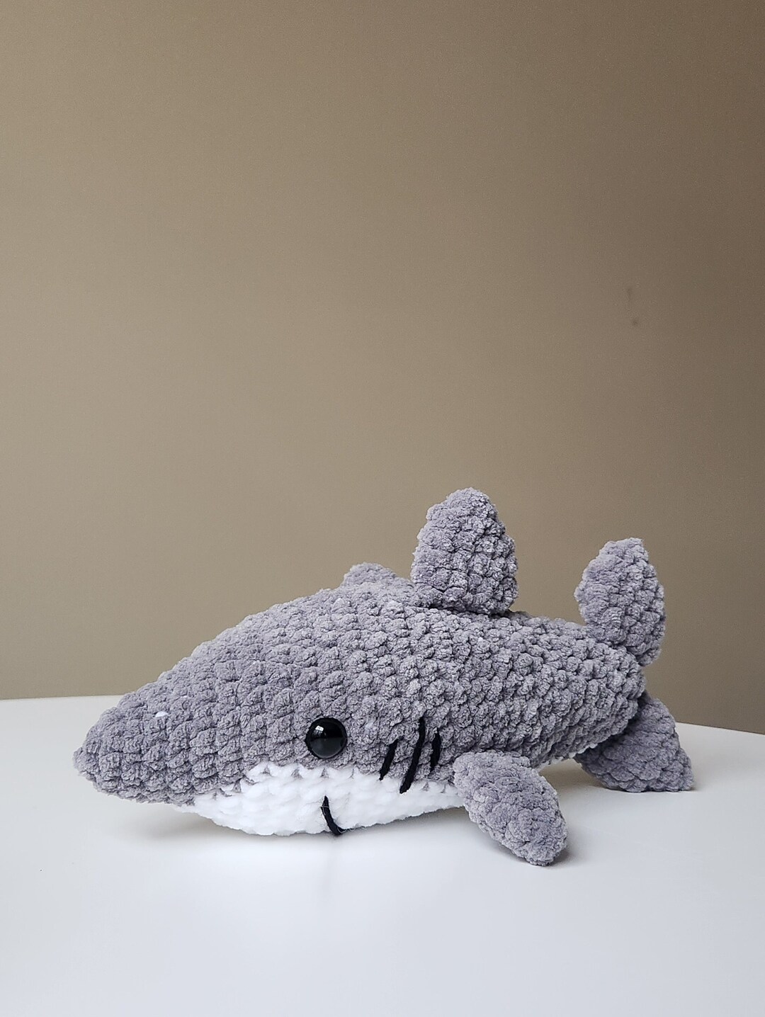 Crochet Shark Plush, Crochet Amigurumi Shark, Crochet Plush, Stuffed ...