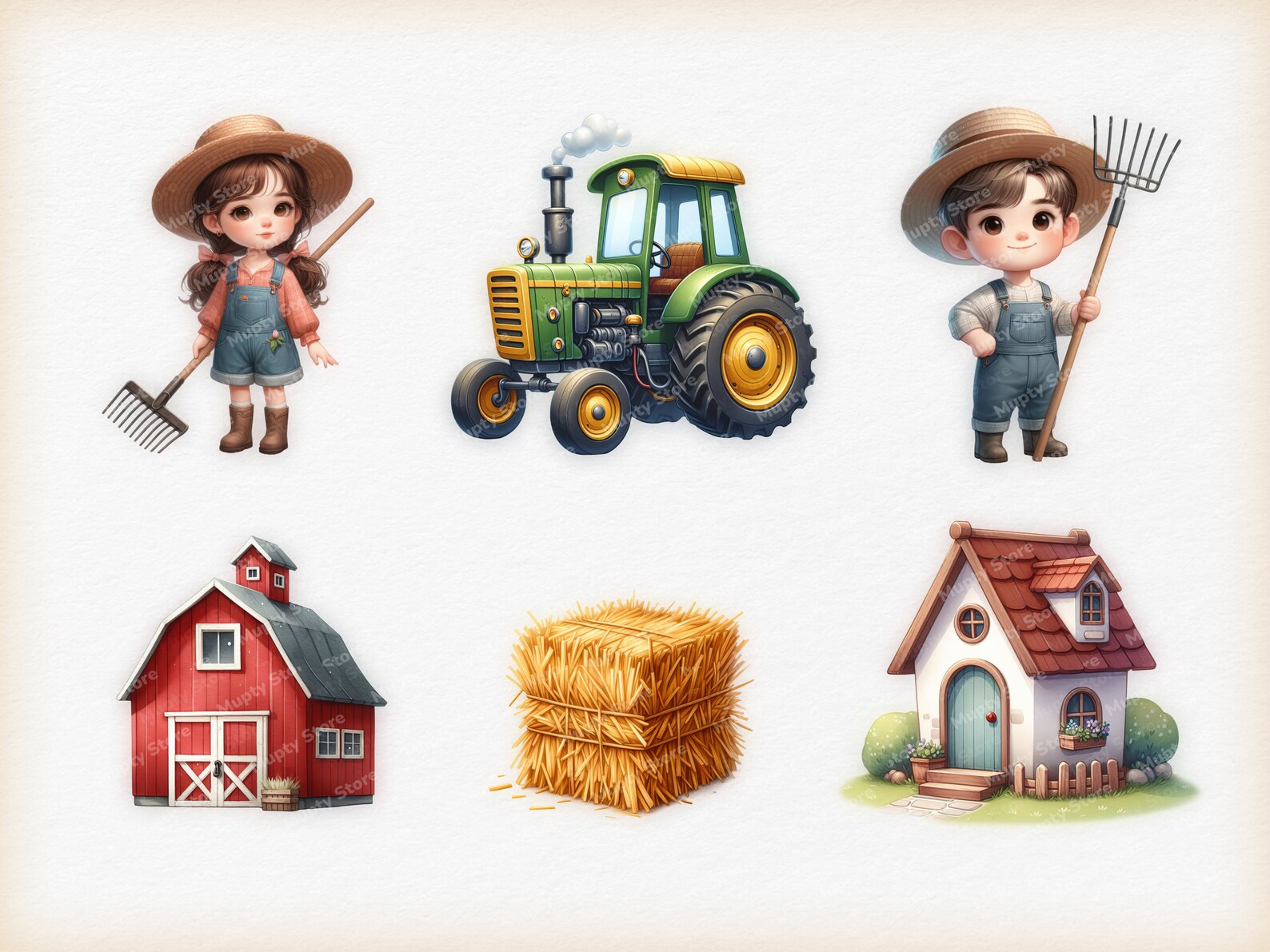 Cute Farm Animals, Farm Animals Clipart, Farm Clipart, Watercolor ...