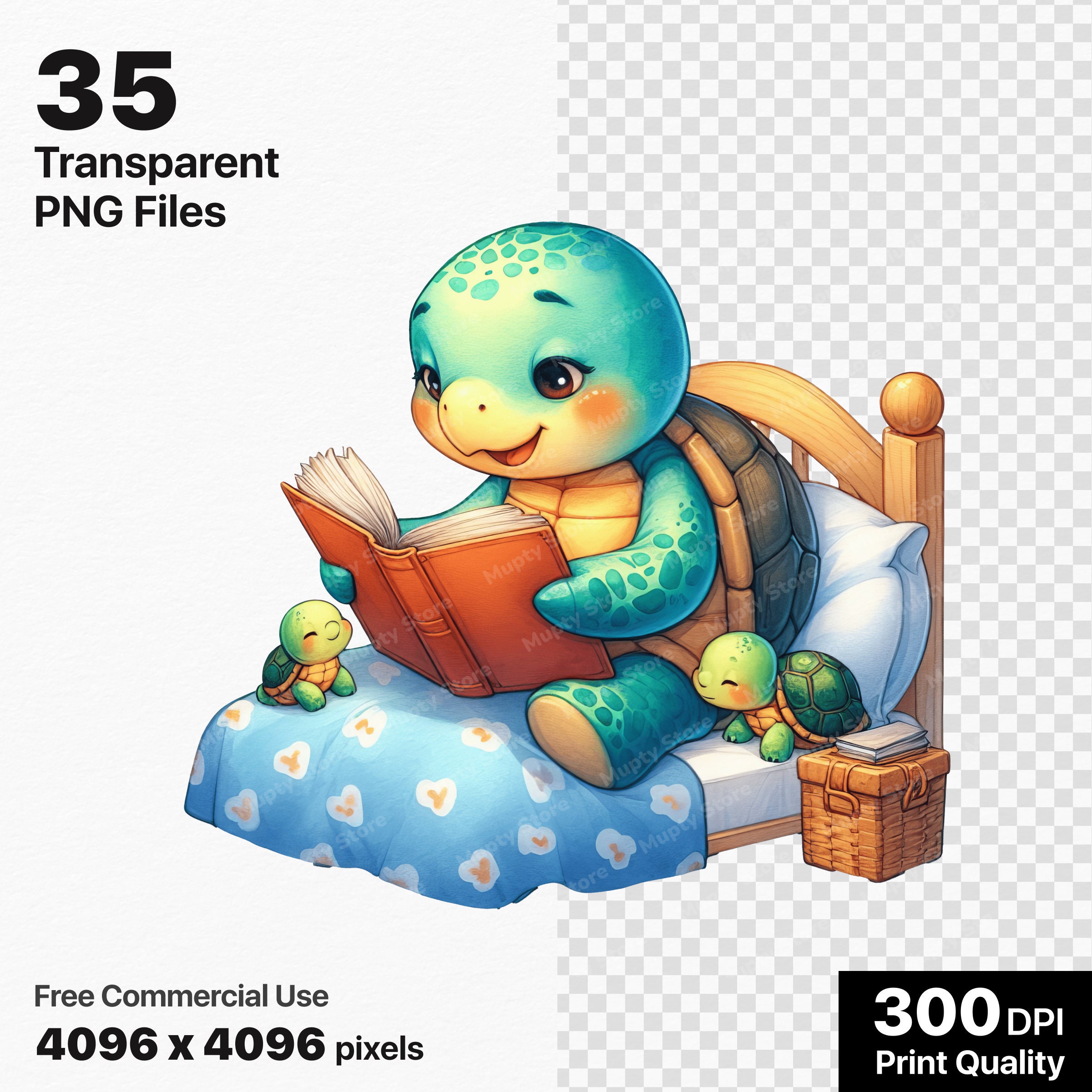 Watercolor Cute Turtle Clipart, 35 Turtles PNG, Watercolor Cute Animals ...