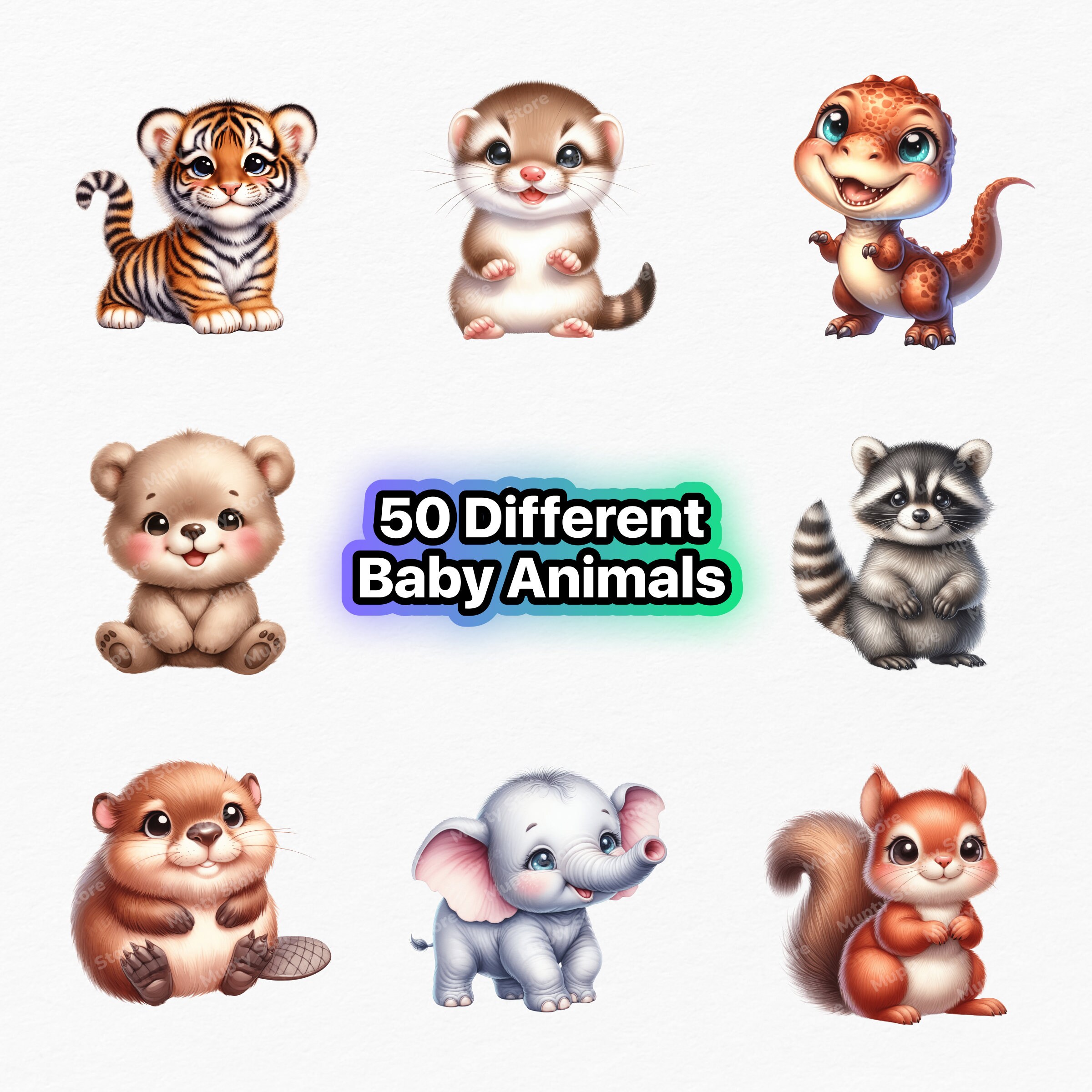 Watercolor Baby Animals, Cute Animal PNG Clipart, Watercolor Animals ...