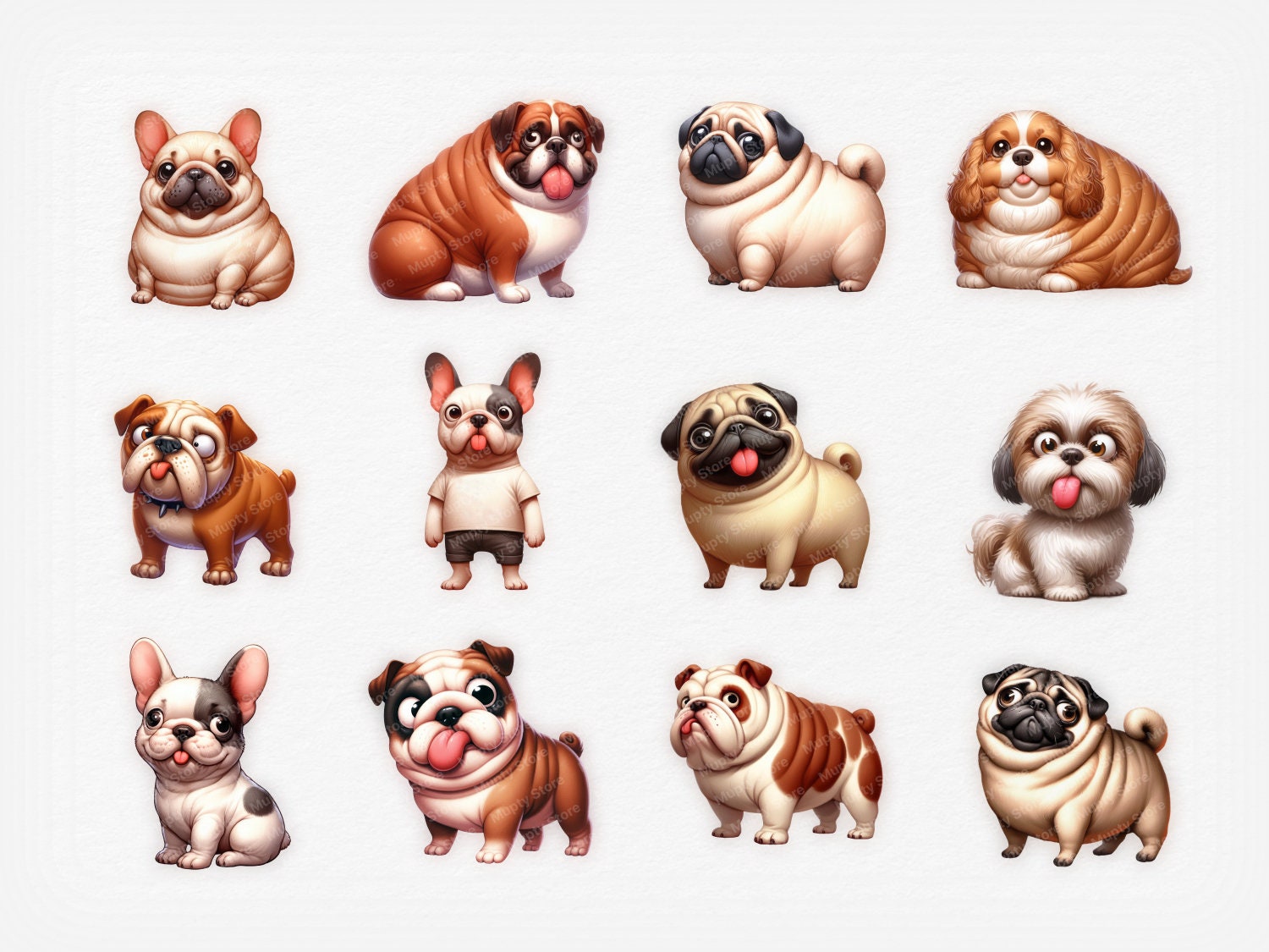 Funny Dog Clipart Bundle, 50 PNG Cute and Funny Dog, Cute Animals ...