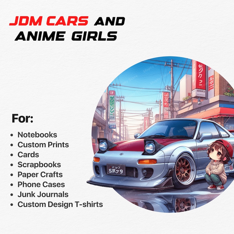 JDM Cars & Anime Girls Clipart, JDM Cars Clipart, Anime Car Print ...