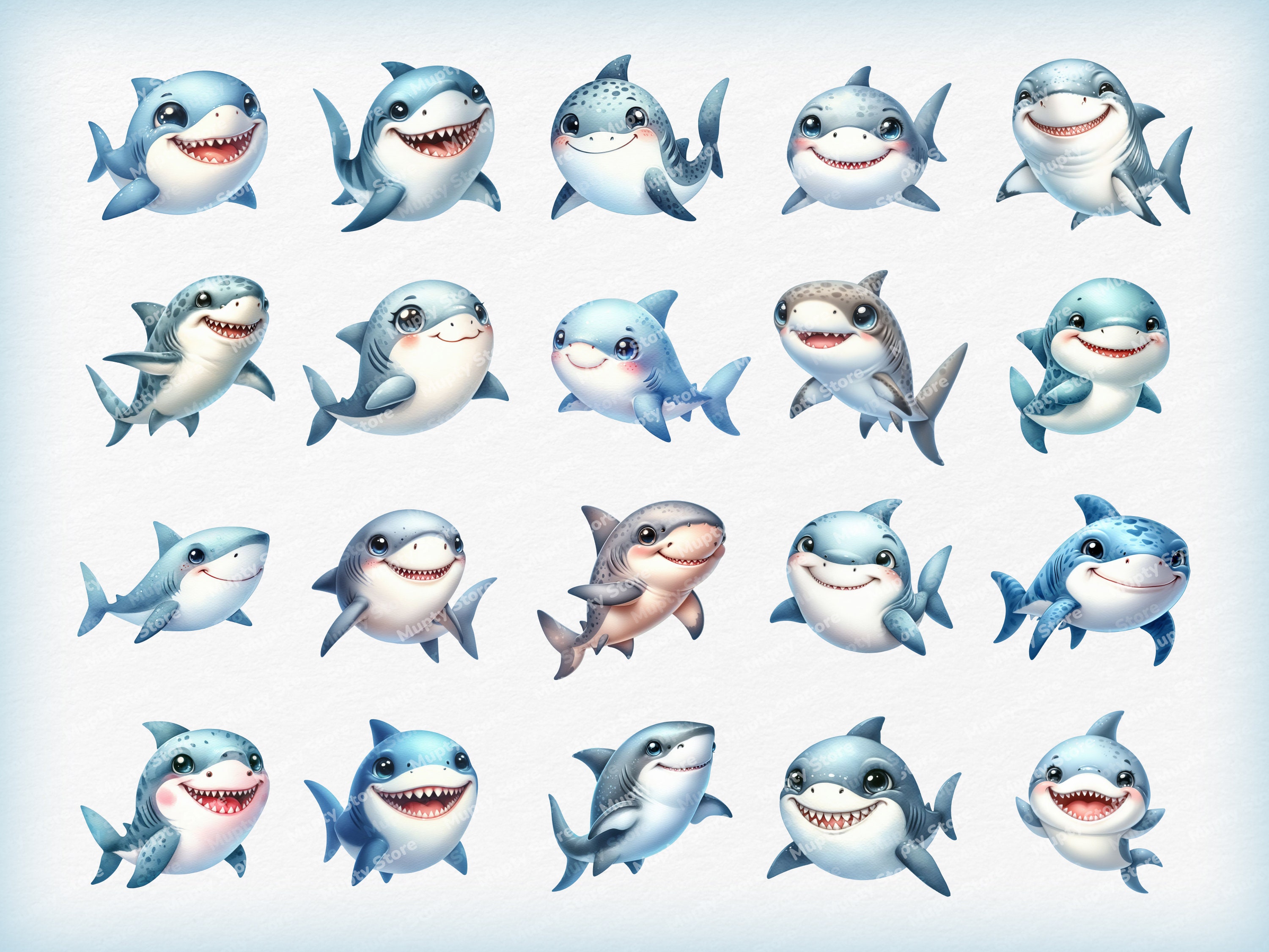 Watercolor Cute Shark Clipart, Shark PNG, Watercolor Sharks, Cute Baby ...