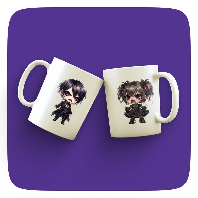 Gothic Grumpy Characters Clipart, Gothic Clipart, Gothic Chibi ...