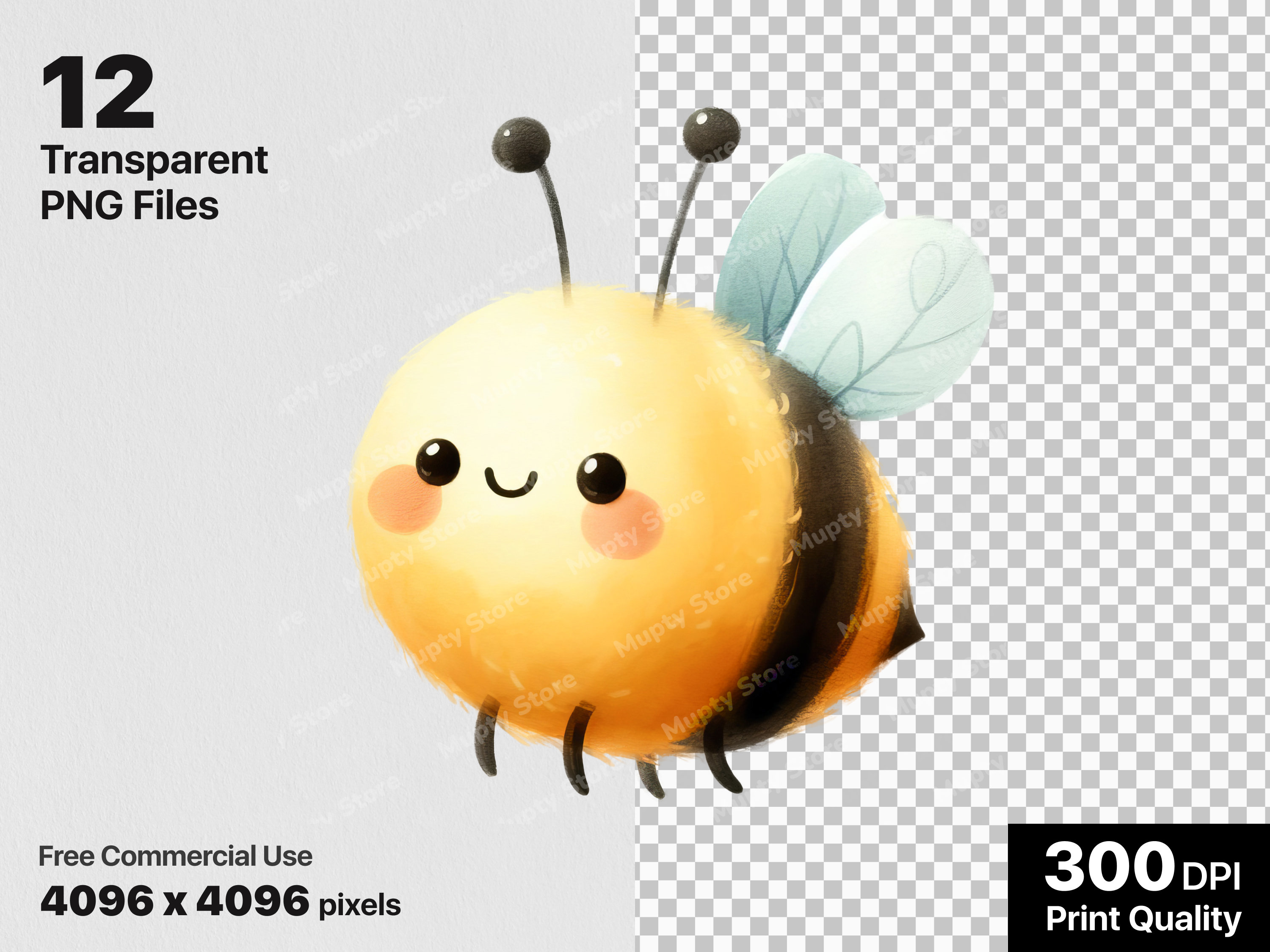 Cute Bees Clipart, Watercolor Bees Clip Art, Baby Bee PNG, Bee Nursery ...