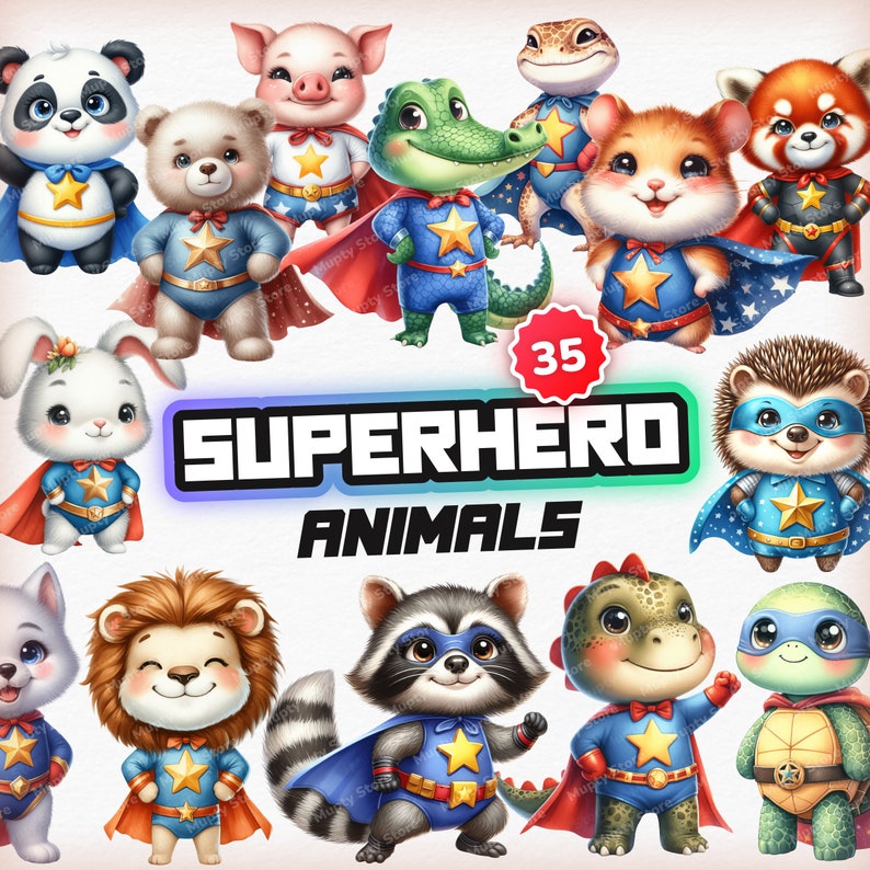 Superhero Animal Clipart, Cute Animal Superhero, Baby Animals PNG ...