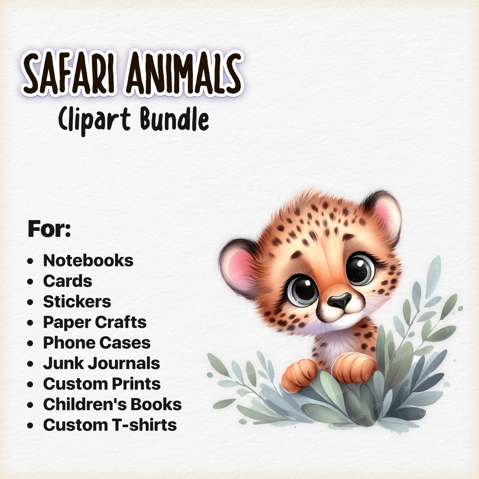 Safari Animals Clipart, 35 Cute Safari Animals PNG, Watercolor Cute ...