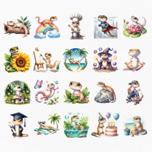 Cute Gecko Clipart, Watercolor Reptiles, Reptile Clipart, Gecko Png ...