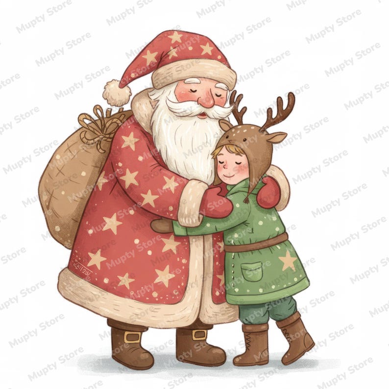 25 Cute Christmas Clipart, Santa Clipart, Planners Holiday Cards ...