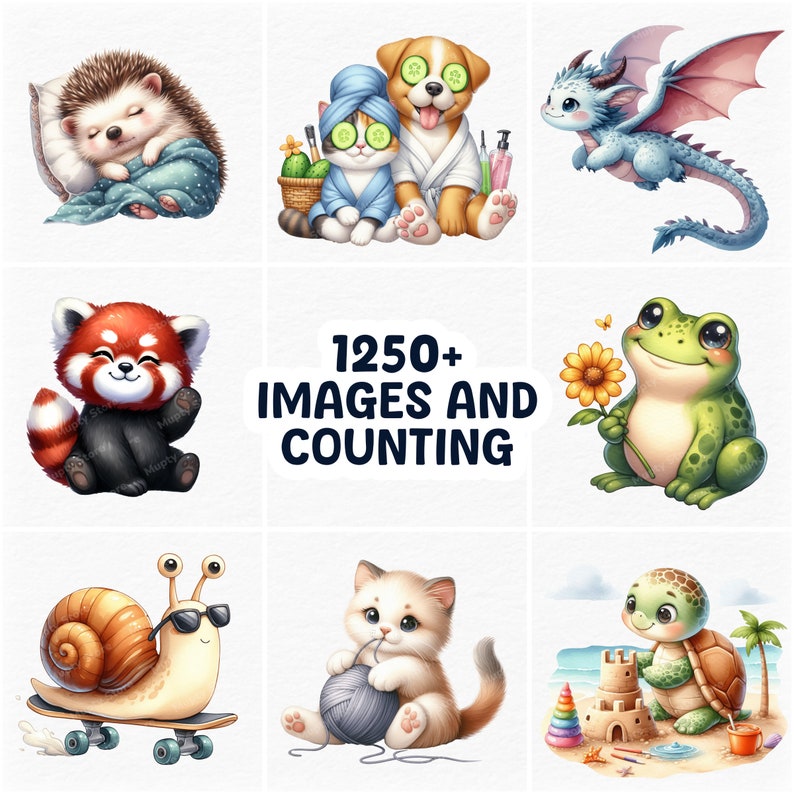 Animal Clipart Bundle, Baby Animals PNG, 1250+ Animals Clipart Mega ...