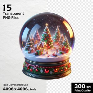 Christmas Snow Globes Clipart Bundle, 15 Chirstmas Globe, Snow Globe ...