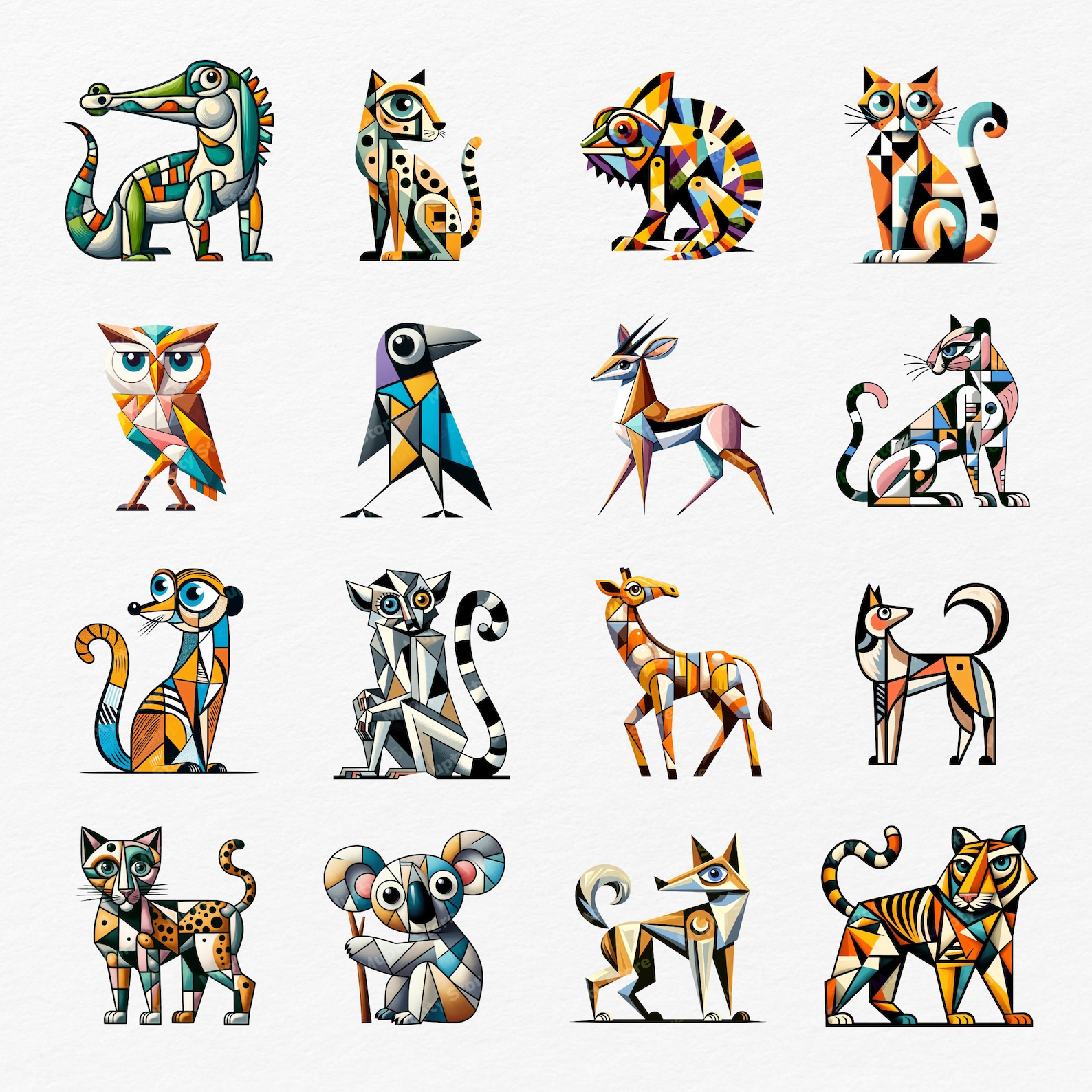 Cubism Art Quirky Animals, Animals Art Print, Cubism Art Animals ...