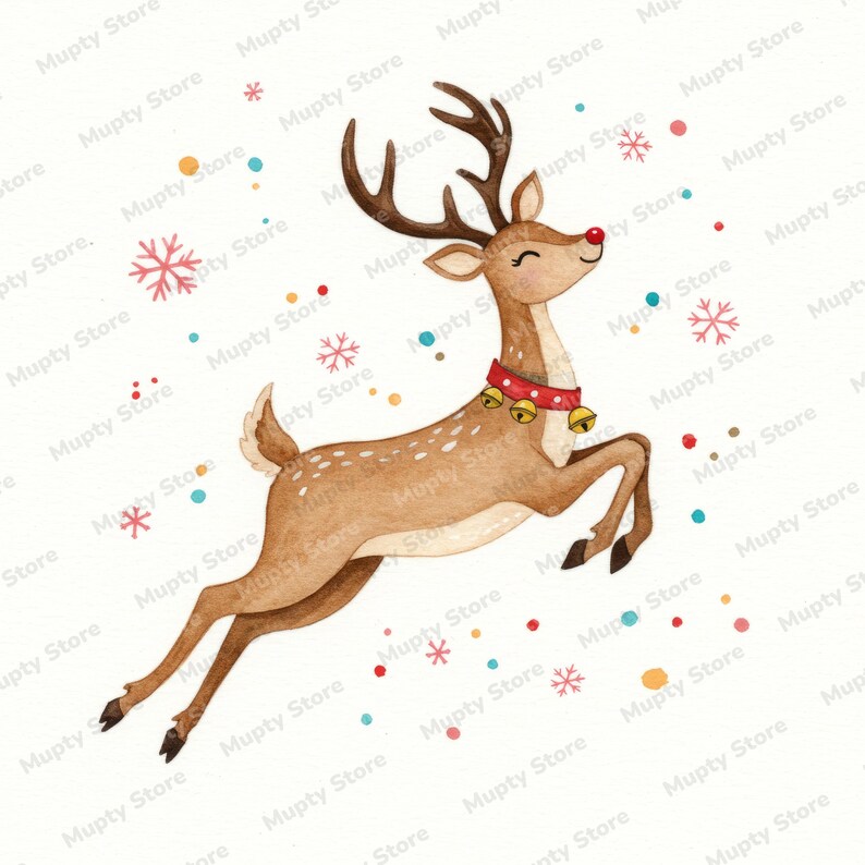 11 Christmas Reindeers and Sleigh Clipart Pack PNG & JPEG, Santa Sleigh ...
