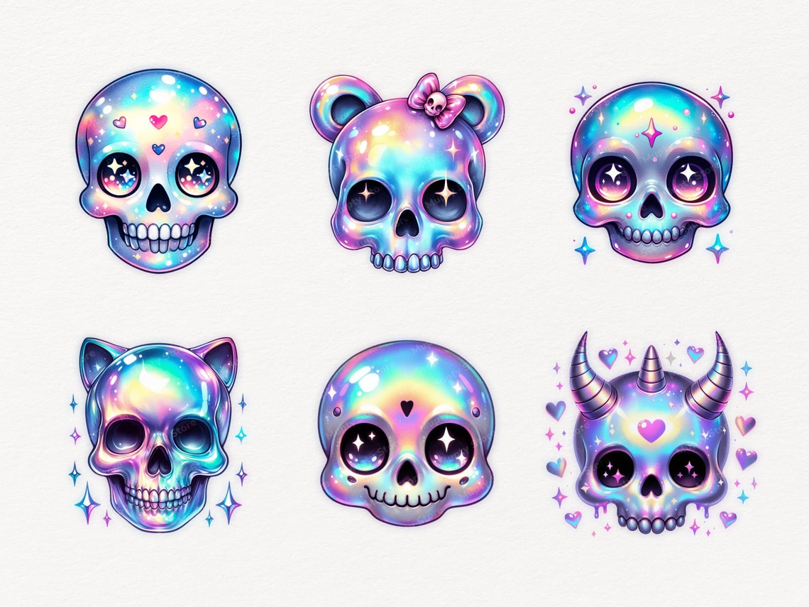 Cute Skull Clipart, Colorful Skull Clipart, Funny Skull Png, Cute ...