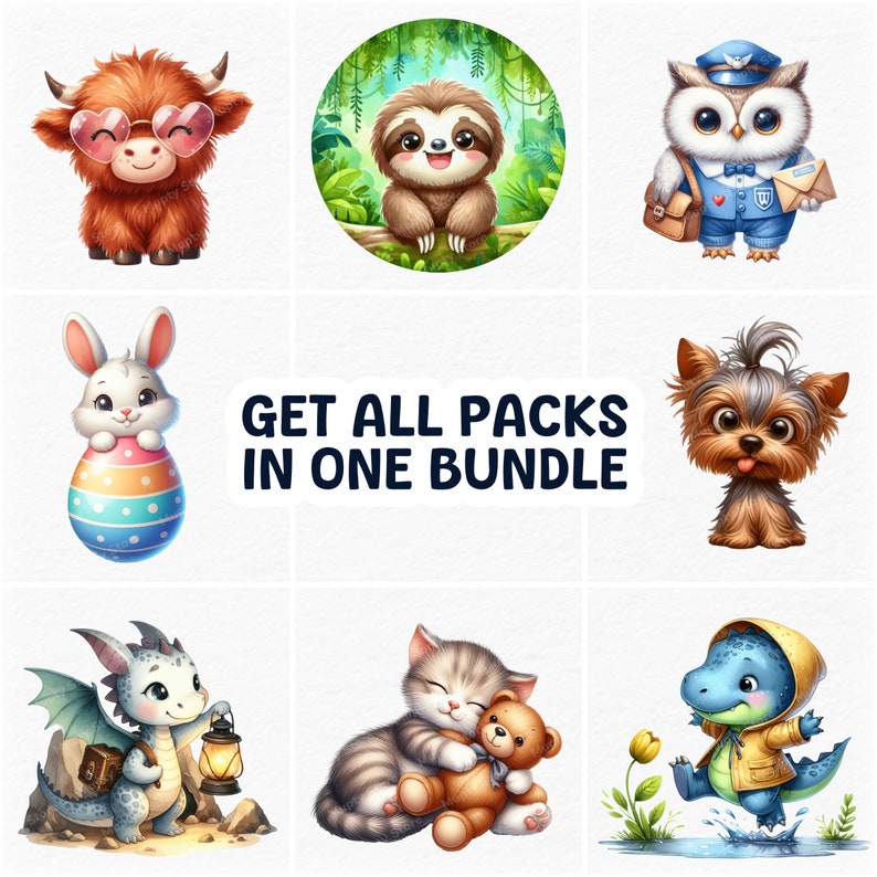 Animal Clipart Bundle, Baby Animals PNG, 1250+ Animals Clipart Mega ...