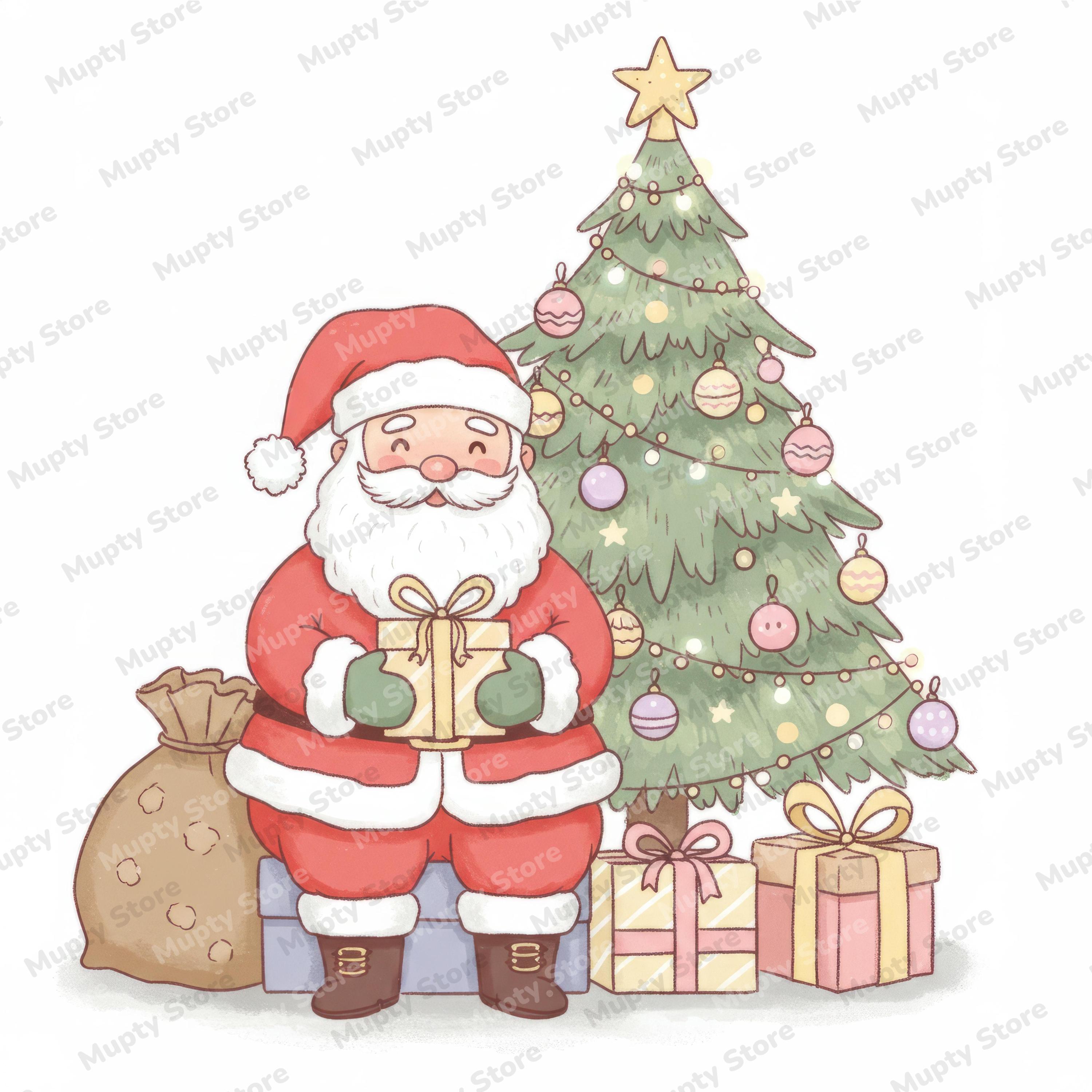 25 Cute Christmas Clipart, Santa Clipart, Planners Holiday Cards ...