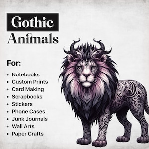 25 Gothic Animals Clipart, Watercolor Gothic Clip Art, Gothic Animal ...