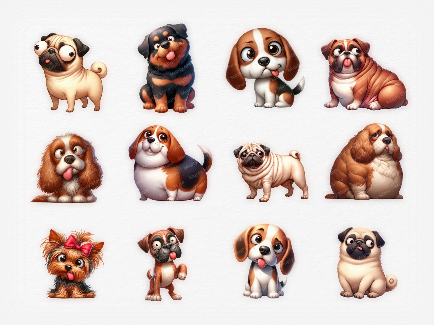 Funny Dog Clipart Bundle, 50 PNG Cute and Funny Dog, Cute Animals ...