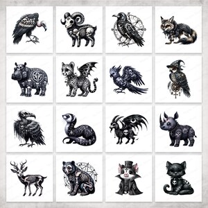 25 Gothic Animals Clipart, Watercolor Gothic Clip Art, Gothic Animal ...