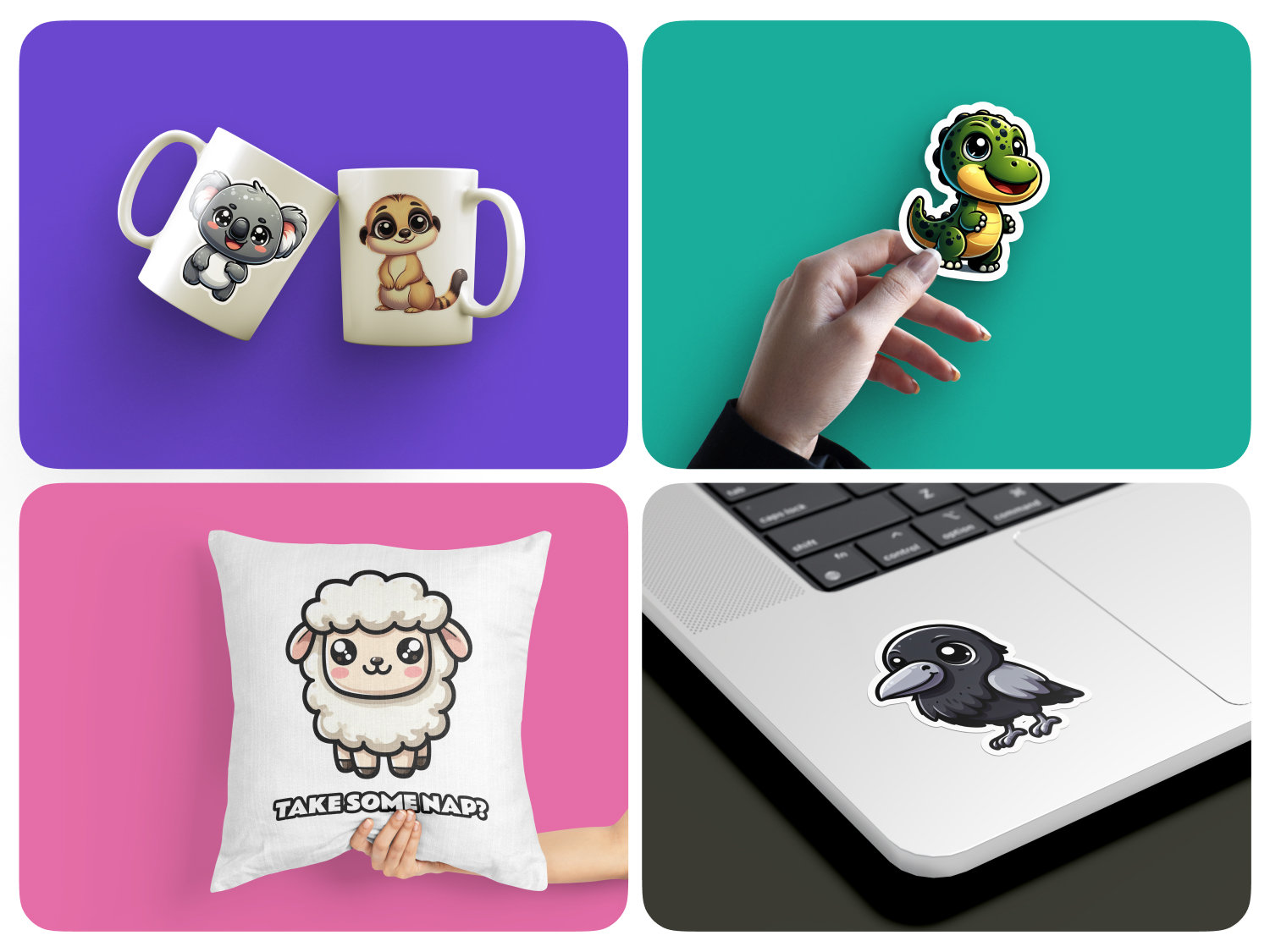 Cute Animals Sticker Bundle, Cute Animal Clipart, Kawaii Animals PNG ...