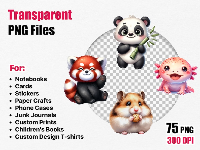 Watercolor Cute Animals, Animal PNG Clipart, 75 Watercolor Animals ...