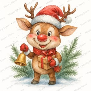 15 Funny Christmas Reindeer Clipart Pack PNG, Humorous Holiday Reindeer ...