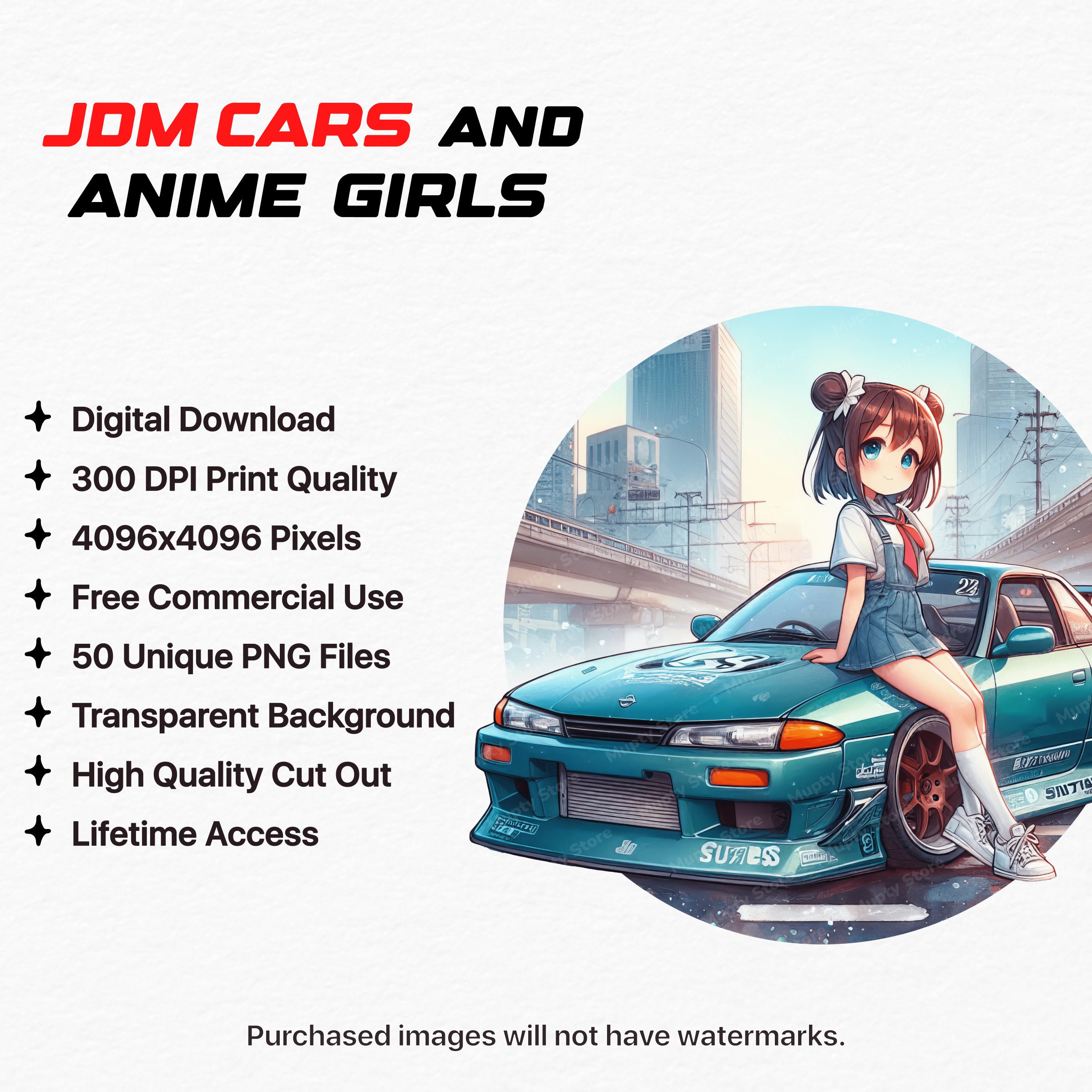 JDM Cars & Anime Girls Clipart, JDM Cars Clipart, Anime Car Print ...