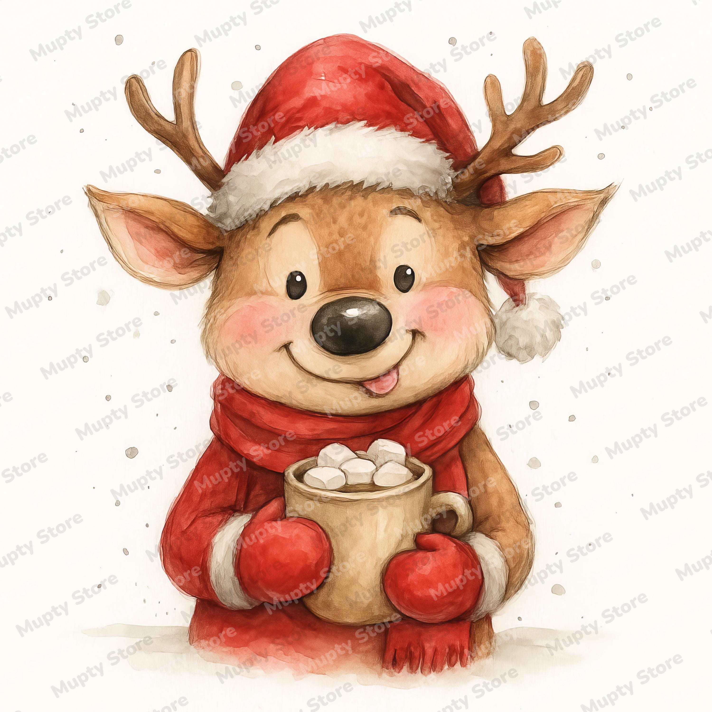 15 Funny Christmas Reindeer Clipart Pack PNG, Humorous Holiday Reindeer ...