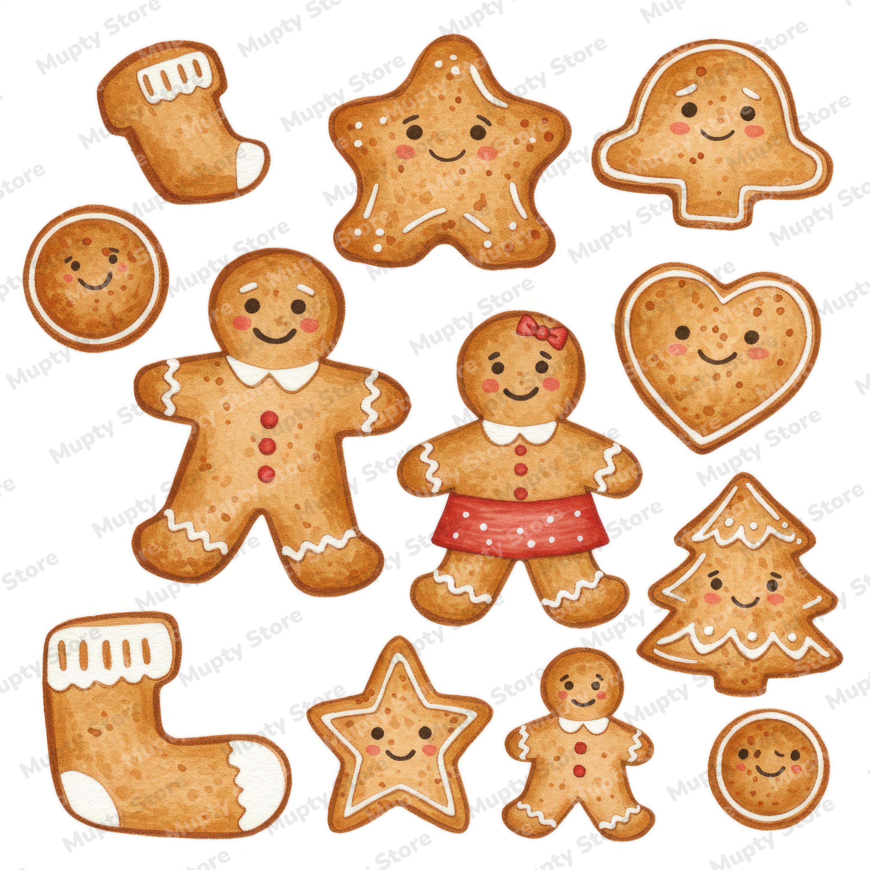 20 Christmas Cookies Clipart Pack PNG & JPG, Cute Holiday Cookie ...