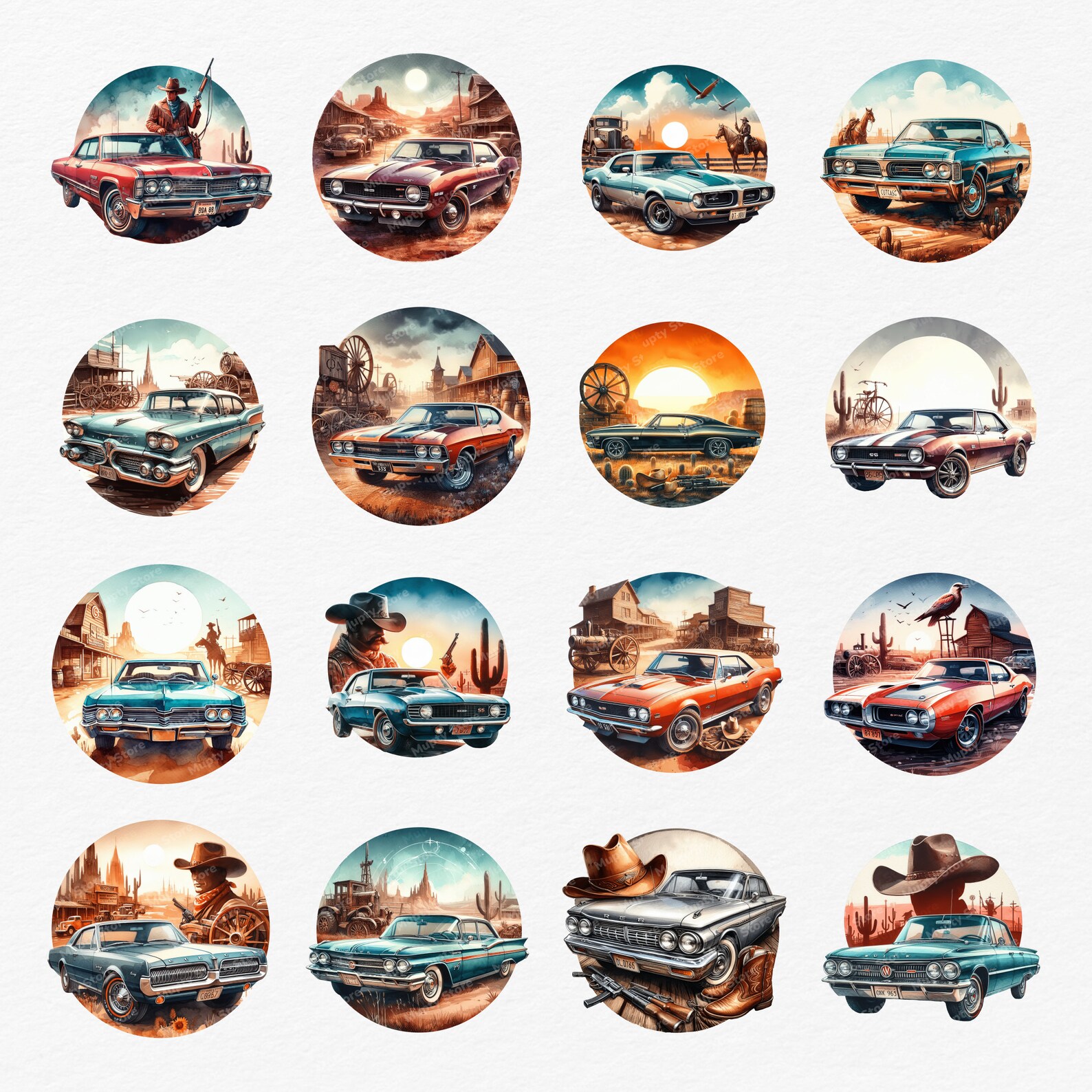 60 Western Classic Cars Clipart, Vintage Car Clipart, Western Clipart ...