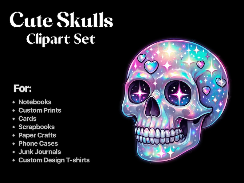 Cute Skull Clipart Colorful Skull Clipart Funny Skull Png Cute Creepy Png Skull Sublimation