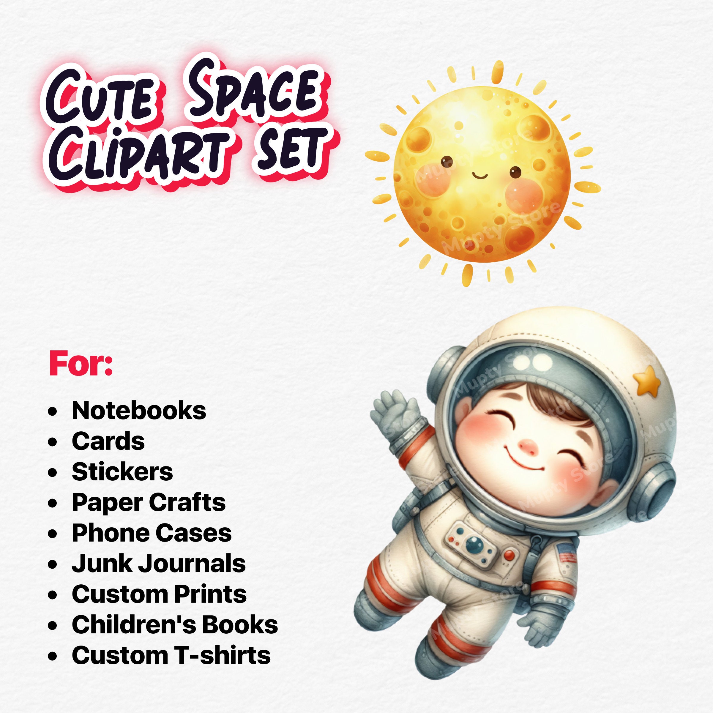 Watercolor Cute Space Clipart, Space Baby Shower Design, Astronaut ...