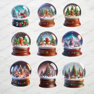 Christmas Snow Globes Clipart Bundle, 15 Chirstmas Globe, Snow Globe ...